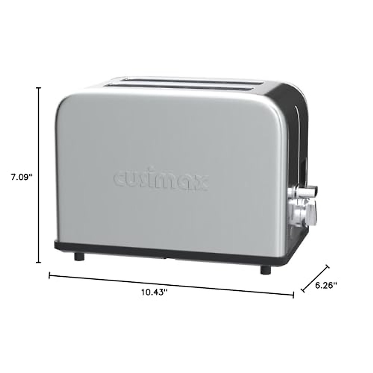 Toaster 2 Slice, CUSIMAX Stainless Steel Toaster with Large LED Display, Bread Toaster 1.5'' Extra-wide Slots with 6 Browning Settings, Cancel/Bagel/Defrost Function, Removable Crumb Tray, Silver