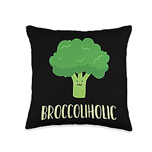 Broccoli Themed Gifts Kawaii Broccoli Lover Throw Pillow, 16x16, Multicolor