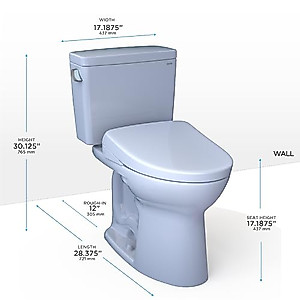 TOTO Drake WASHLET+ Two-Piece Elongated 1.6 GPF Universal Height TORNADO FLUSH Toilet and S7 Contemporary Bidet Seat with Auto Flush, Cotton White - MW7764726CSFGA#01