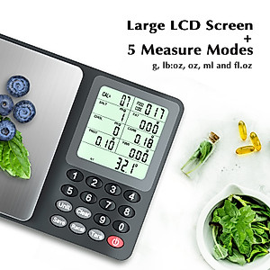 Fuzion Nutrition Food Scale, Digital Food Scale for Weight Loss, Calculating Food Facts, Macro, Calorie, Meal Prep, Portion Control, Stainless Steel