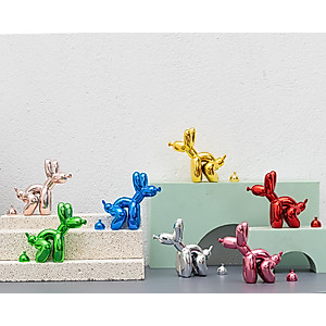 Artconal Balloon Dog Statue Decor, Shiny Pink Small Knick Knacks Decoration, White Elephant Funny Gag Gifts Package, Humorous Balloon Animal Art Decoration