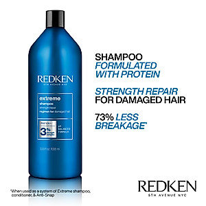 REDKEN Extreme Shampoo, Anti-Breakage & Repair for Damaged Hair, Infused with Proteins, 33.8 Fl Oz