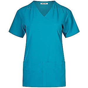 Minty Mint Women's Lightweight Durable Solid 4-way Stretch Medical Uniform Scrub Set V Neck Top Cargo Tapered Jogger Pants Nurse Veterinarian LvE3A Grey L