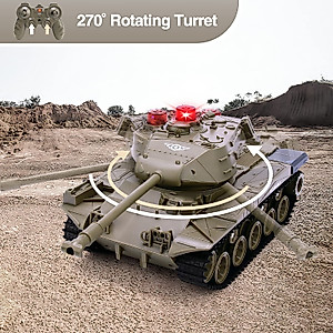 Remote Control Tank for Kids, M41A3 American Army Battle Tank, Programmable RC Tanks with Lights & Realistic Sounds, RC Military All Terrain Off-Road Vehicles, Great Gift Tank Toy for Boys