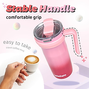 winiwo 20 oz Tumbler with Handle, Easy to Hold, Travel Coffee Mug with Screw Lid, Spill-proof, Insulated Cups, Built-in Up Down Flip, Fit Most Car Cup Holders, Commute, School, Home, Office