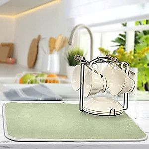 Sage Green Solid Color Dish Drying Mat 16x18in, Microfiber Dish Drying Rack Pads Dish Drainer Mats Washable Heat-Resistant