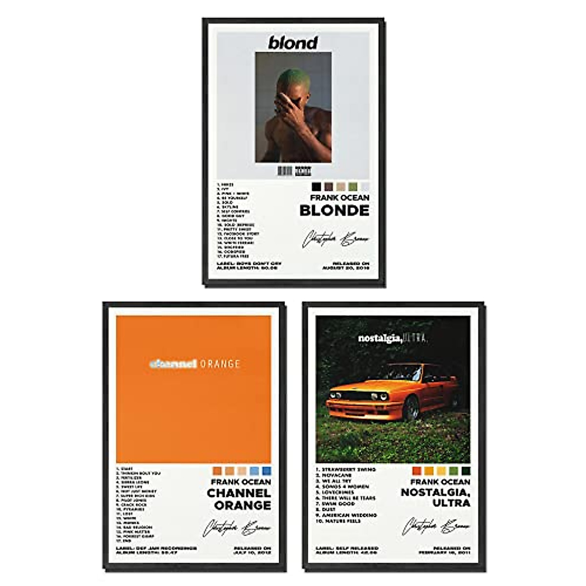 Bkioqoh A Set of 3 canvas posters,Frank Ocean Poster Blonde Poster Channel Orange Poster, Album Aesthetics 3 Piece Set,8x12IN Canvas Prints Unframed Set of 3