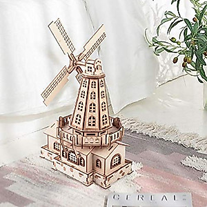 GuDoQi 3D Wooden Puzzle for Adults, Wooden Dutch Windmill, Model Kits to Build, Wood Craft Kit, DIY Assembly Toy, Idea Gifts for Birthdays Mother's Day