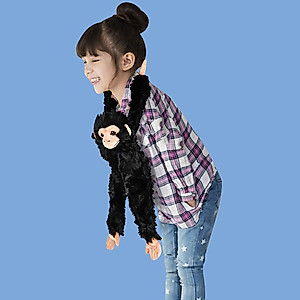 ArtCreativity Black Hanging Chimpanzee Plush Toy, 19 Inch Stuffed Chimpanzee with Realistic Design, Soft and Huggable, Cute Nursery Decor, Best Birthday Gift for Boys and Girls