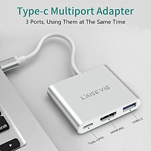 USB C HUB, 3-in-1 USB C Hub with 4K HDMI Adapter, 100 W Type C PD Power Delivery, USB 3.0, Compatible 2022-2016 MacBook Pro New Mac Air/Surface, More, Stable Driver Certified