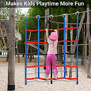 Climbing Net for Kids, Polyester Rope Ladder Jungle Gym Playground & Backyard Set, Ninja Warrior Style Obstacle Course Cargo Net for Kids Outdoor Treehouse, Swing Set Or Monkey Bar Attachment