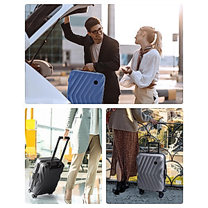 BAGSMART Carry On Luggage 22x14x9 Airline Approved,PC Hardside Suitcase,20 Inch Luggage with Spinner Wheels, Lightweight Travel Suitcases for Men Women,Navy Blue