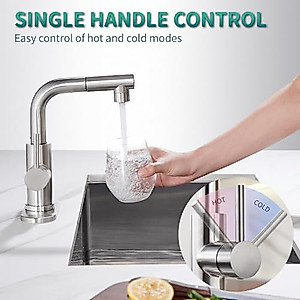 Bar Sink Faucet, Bathroom Sink Faucet with Pop-up Drain, Kitchen Faucets with Pull Out Sprayer for RV/Camper/Bar Utility Faucet Brushed Nickel YardMonet