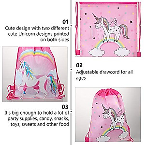 Amosfun 10pcs Unicorn Drawstring Backpack Unicorn Party Gift Pouch Nonwoven for Kids Unicorn Party Birthday Party Bag Supplies