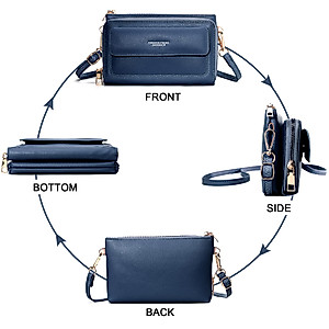 Free Yoka Small Crossbody Bags Purse for Women Cell Phone Handbags Women's Fashion Shoulder Bag and Card Holder Wallet Navy Blue