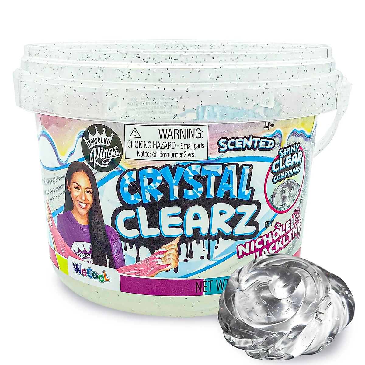 COMPOUND KINGS Fluffy Scented Crystal Clearz Slime Bucket by Nichole Jacklyne for Girls & Boys | Sensory Toys | Non-Sticky | Stress-Reducing Tacticle