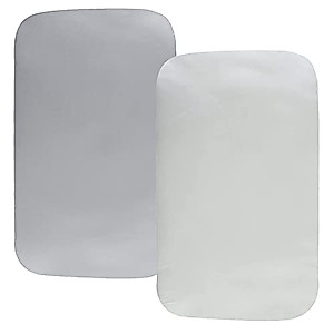 Satin Bassinet Sheet 2 Pack Ultra Soft Silk Compatible with Mika Micky Bedside Sleeper Fits Perfectly on 19 x 32 Inch Bed Side Sleeper Mattress Pad Protect for Baby Hair and Skin Grey White