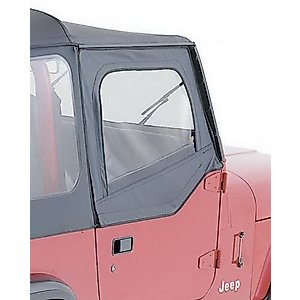 Rampage Factory Replacement Door Skins for Soft Upper Doors | Vinyl, Black Denim | 89615 | Fits 1987 - 1995 Jeep Wrangler YJ