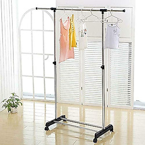 6839 – Single - Heavy Duty Rail Portable Clothes Hanger Rolling Garment Rack – MN29