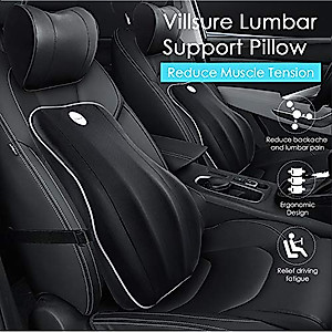 Villsure Lumbar Support Pillow, Memory Foam Back Cushion for Lower Back Pain Relief with Adjustable Elastic Belt, Ergonomic Lumbar Pillow with Breathable Cover for Office Chair/Car Seat/Wheelchair