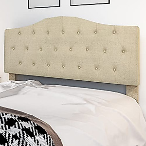 YITAHOME Upholstered Headboard, Linen Tufted Upholstered Headboard with Diamond Tufted, Headboards for Full/Queen Size Bed - Beige