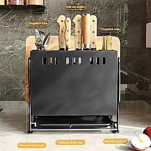 ZHENZQ Integrated Kitchen Utensils Holder No Drilling Hanging Knives and Chopsticks Storage Rack Modern Iron Storage Solution