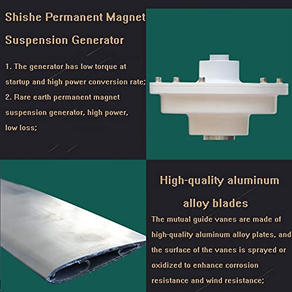 WANGYONGQI 500W Wind Turbine, Vertical Axis Magnetic Levitation Wind-Solar Complementarity Wind Turbine Generator for Street Light,12v,500W