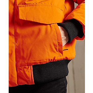 Superdry Mens Everest Bomber Jacket, Zip And Popper Fastening Orange Size M
