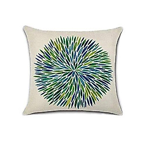 Holiday Depot Set of 4 Pillow Covers 18x18, Modern Geometric Green Pattern Style, Cotton Linen Fabric Decorative Indoor/Outdoor Throw Pillow Case Set 45x45cm
