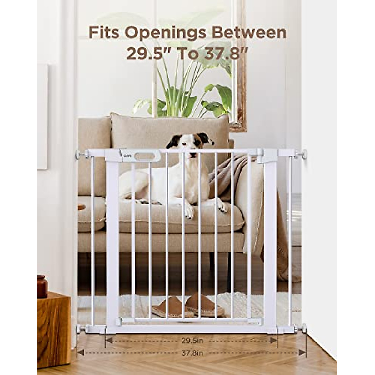 Ciays 29.5” to 37.8” Safety Baby Gate, Extra Wide Auto-Close Dog Gate for Stairs, Easy Walk Thru Indoor Pet Gate for Doorways and Rooms, White Child Gate Easy Pressure Mounted Installation