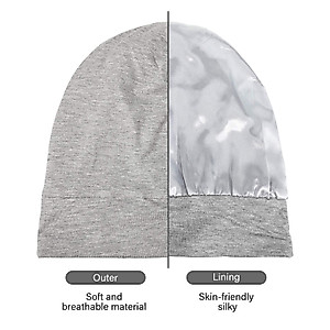 4 Pcs Satin Lined Sleep Bonnet Silk Sleep Cap Slouchy Beanie Hat Night Sleeping Head Wrap for Women Men Curly Hair(Dark Colors)