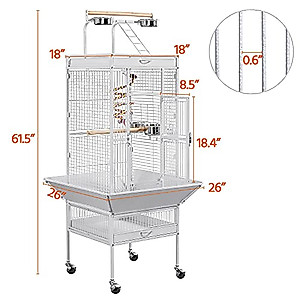 Topeakmart 61-inch Wrought Iron Selection Play Top Large Parrot Bird Cage, White