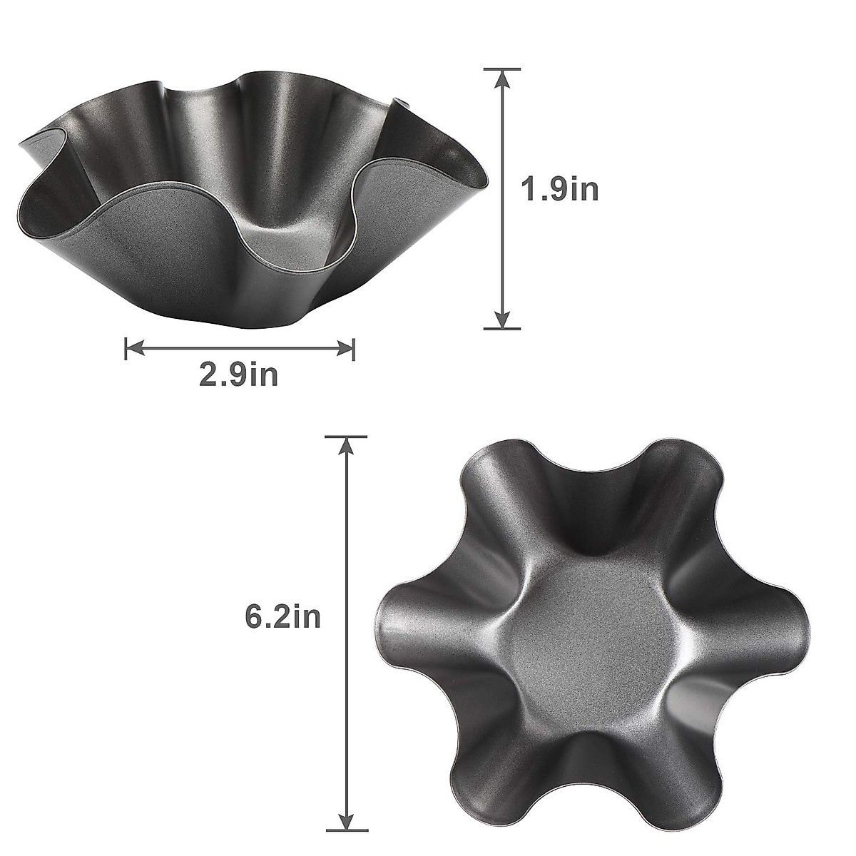 Aybloom Tortilla Pan Set - 6pcs Non-Stick Carbon Steel Taco Salad Bowl Makers Tortilla Shell Pans (Black)