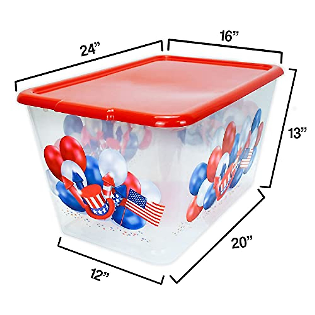 SIMPLYKLEEN 14.5-gal. Reusable Stacking Plastic Storage Containers with Lids, USA 4th of July (Pack of 2) Made in the USA