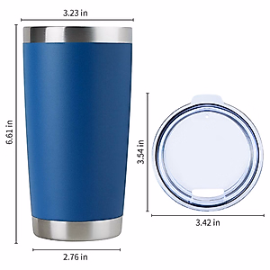 DOMICARE 20oz Stainless Steel Tumbler Bulk with Lid, Double Wall Vacuum Insulated Travel Mug, Powder Coated Coffee Cup (Dark Blue, 1)