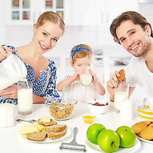 NANEEZOO Cheese Slicer, Adjustable Thickness Heavy Duty Stainless Steel Cheese Slicers With Wire for Soft & Semi-Hard Cheeses - 4 Replacement Stainless Steel Cutting Wire Included (Silver)