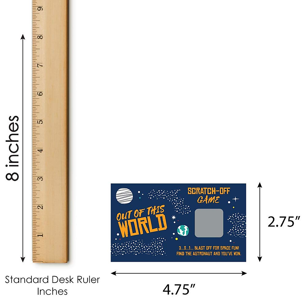 Blast Off to Outer Space - Rocket Ship Baby Shower or Birthday Party Game Scratch Off Cards - 22 Count