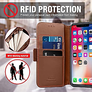 WenBelle Case for iPhone 12 5G/for iPhone 12 Pro 5G (6.1 inch),2-in-1 Magnetic Detachable,TPU Shockproof,Genuine Leather Case Wallet,RFID Blocking Protection,Viewing Stand Flip Cases (Brown 01)