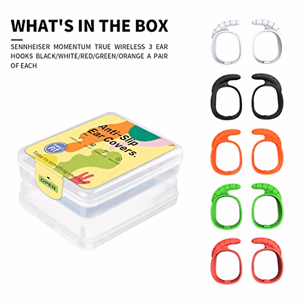 5 Pairs Ear Hooks for Sennheiser Momentum 3 Earbuds, Anti-Slip Ear Tips Covers Compatiable with Sennheiser Momentum True Wireless 3 Accessories Ear Hooks Covers