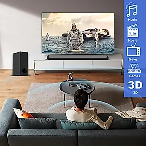 Sonic Blast Sound Bar for TV with Subwoofer 31.5" 2.1 CH Wireless Bluetooth 5.0 TV Soundbar 3D Surround Sound System TV Speaker for Home Theater Audio, HDMI/Optical/Aux/USB/RCA, Movie, Game, Bass Mode