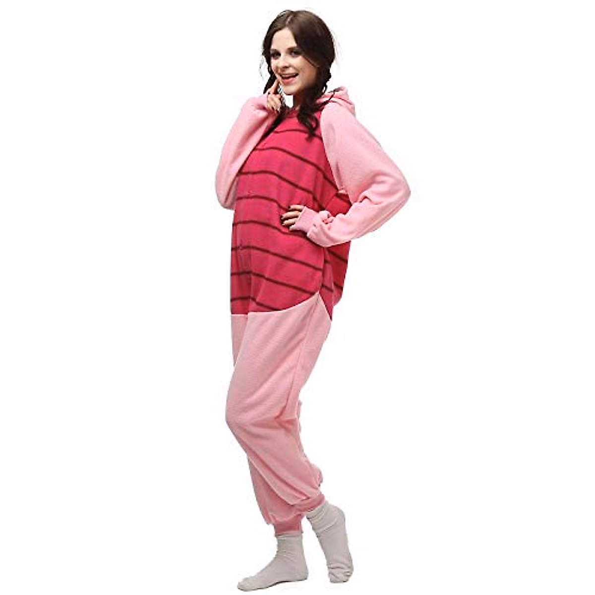 TSMY Christmas Masquerade Piglet Costume Halloween Unisex Adult Onesie Pig Pajama Pink Small