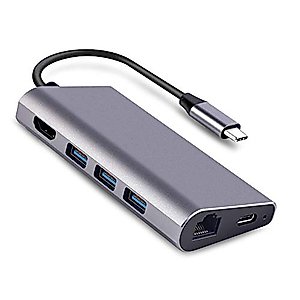 XUNMAIFHB Portable Docking Station,Type-c Turn hdmi rj45SD Eight-in-one Multi-Function Converter Notebook USB-c Docking Station Fast Transmission