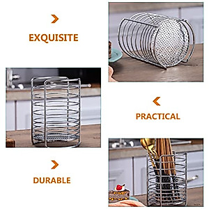 Luxshiny Kitchen Utensils Holder Cutlery Silverware Drying Rack Stainless Steel Chopsticks Drainage Basket Flatware Drainer Holder for Home Kitchen Silver