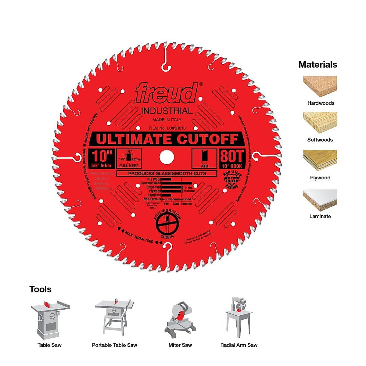 Freud LU85R012: 12" Carbide Tipped Saw Blade for Crosscutting