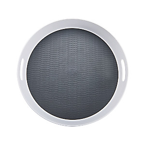 Copco Non-Skid Pantry Cabinet Lazy Susan Turntables, 9-Inch, White/Gray (Set of 2)