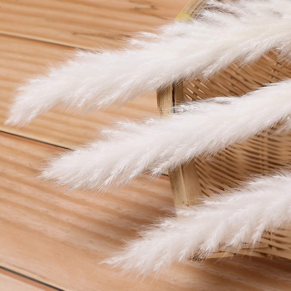 30 Pcs White Pampas Grass ,17 inch/45 cm Natural Dried Pampas Grass Branches Decor for Home Kitchen Garden Party Photographing Flower Arrangement Vase Decor（White