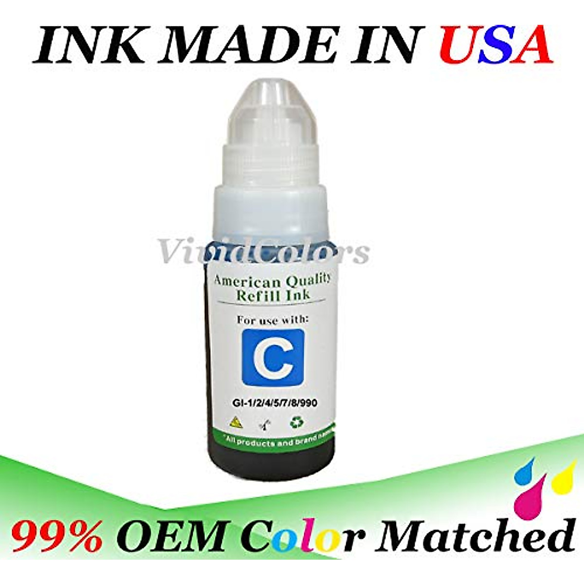 Vivid Colors Refill ink use with Mega tank GI 190 290 GI890 GI990 GI590 GI-290 4 pack