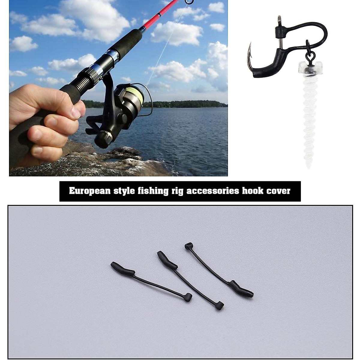 ECSiNG 30PCS D Rig Aligners Rubber Carp Fishing Kickers Anti Tangle Sleeves Hooks Line Aligners Fishing Terminal Tackle Hook Link Accessories Black 28mm