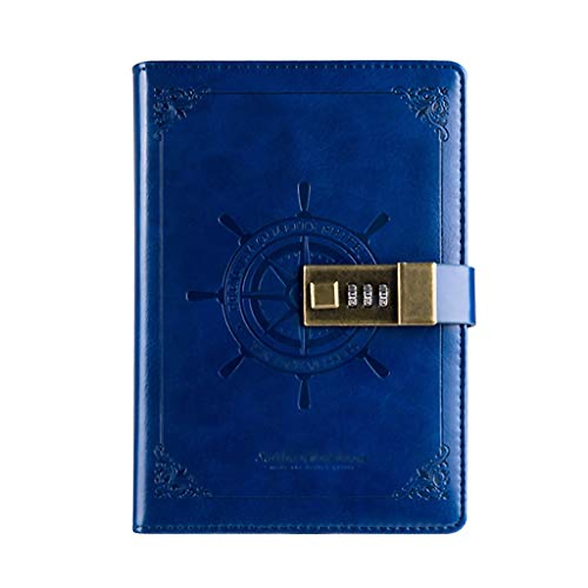 YIAAN Writing Notepads Notebook Journal Digital Password Combination Notebook Student Diary Notepad B6 PU Leather Creative Retro for Travel Business Office Thick Paper (Color : Blue)