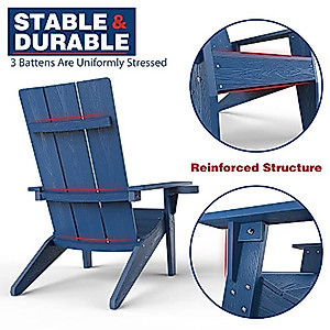 SAKSUN Adirondack Chairs Set of 2 Weather Resistant with Cup Holder,Unfinished, Patio Seating, Patio Chairs Furniture, Lounge Chairs for Outside, Plastic Lawn Chair, Outdoor Chair (2, Navy)